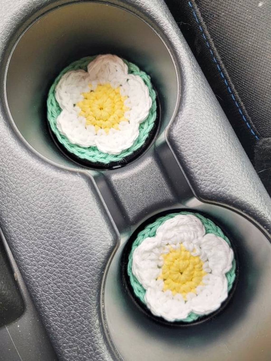 Crochet Car Coaster, Crochet Pattern, Crochet Cup Holder Coaster, Daisy ...