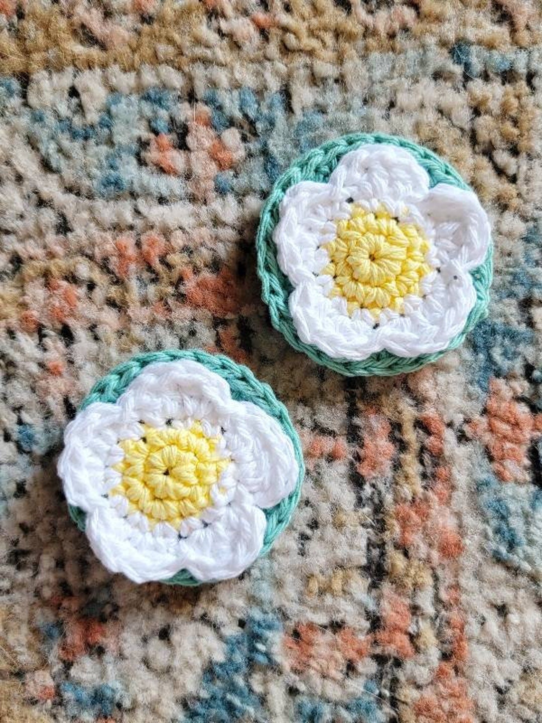 Crochet Car Coaster, Crochet Pattern, Crochet Cup Holder Coaster, Daisy ...