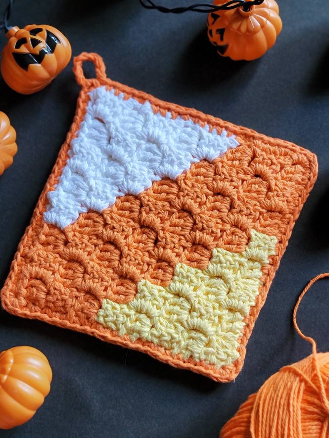 C2C Candy Corn Potholder Crochet Pattern Halloween Spooky Practical ...