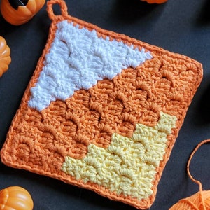 C2C Candy Corn Potholder Crochet Pattern Halloween Spooky Practical ...