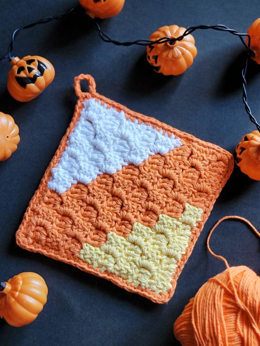 C2C Candy Corn Potholder Crochet Pattern Halloween Spooky Practical ...
