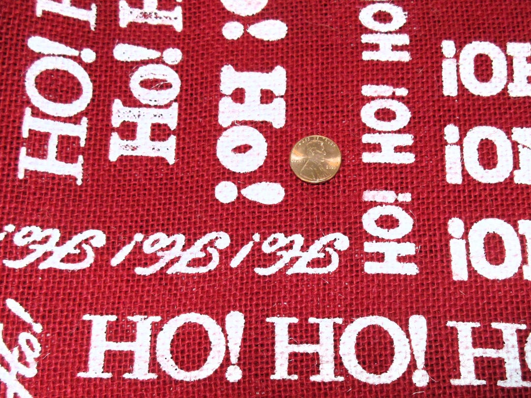 Red Burlap Christmas HO HO HO Letter Print Fabric Remnant - Etsy