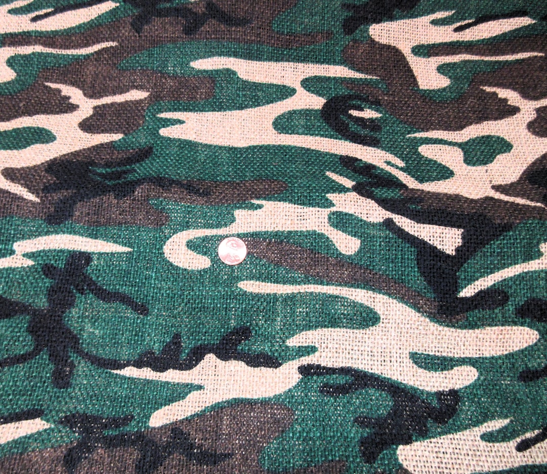 Burlap Camo Print Fabric By The Yard Etsy