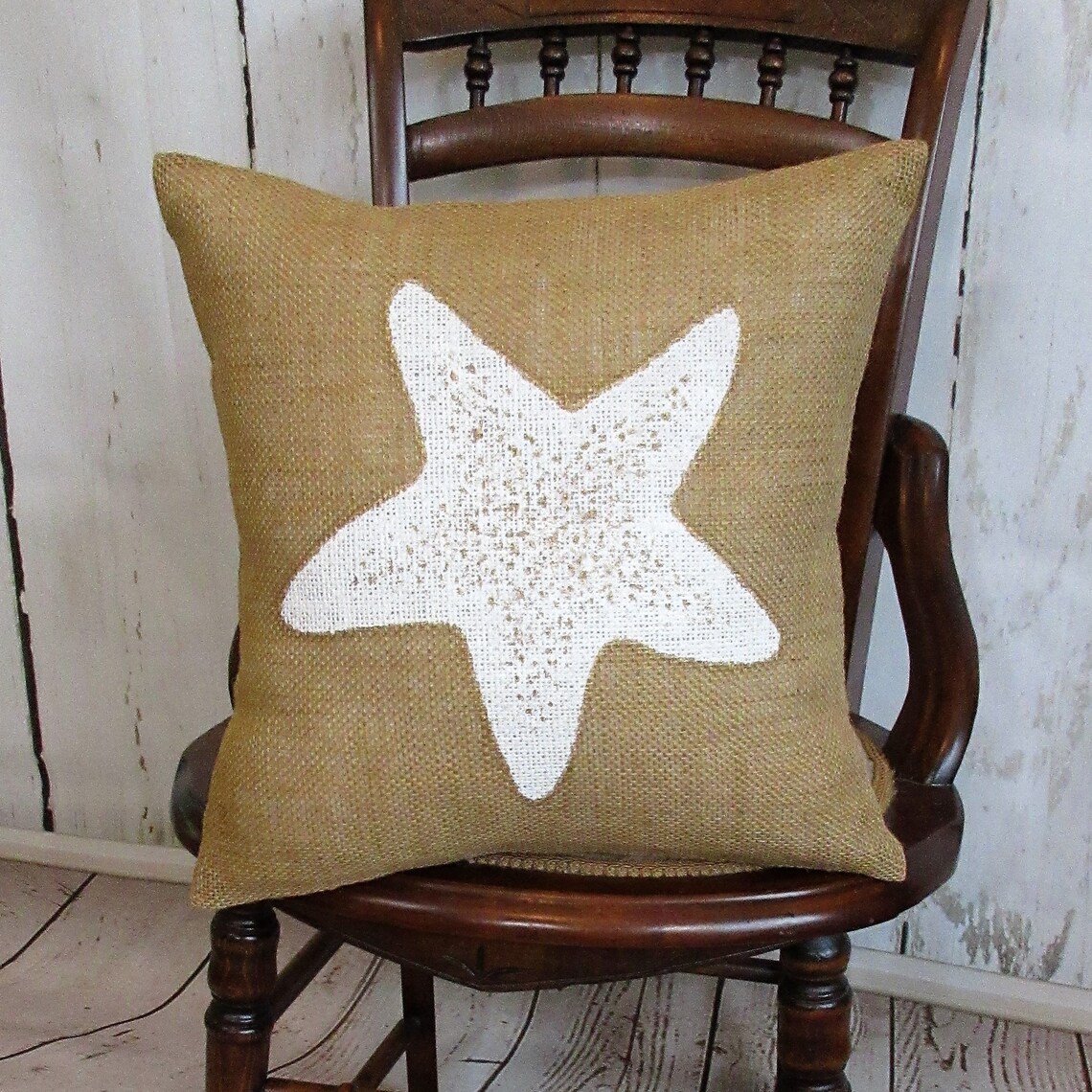 Starfish Pillow Shell Pillow Beach Pillow Burlap Pillow - Etsy