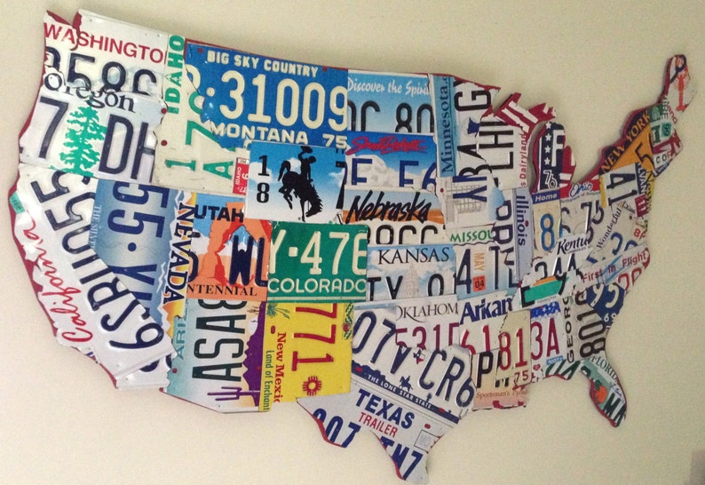 Unique License Plate USA Map | Etsy