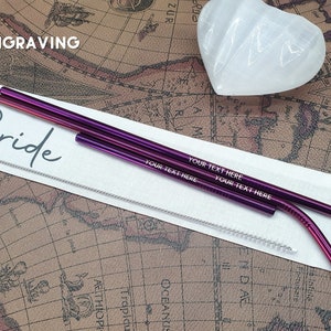 Set of 3 Personalised Engraved Straws With Custom Travel Bag, Free ...