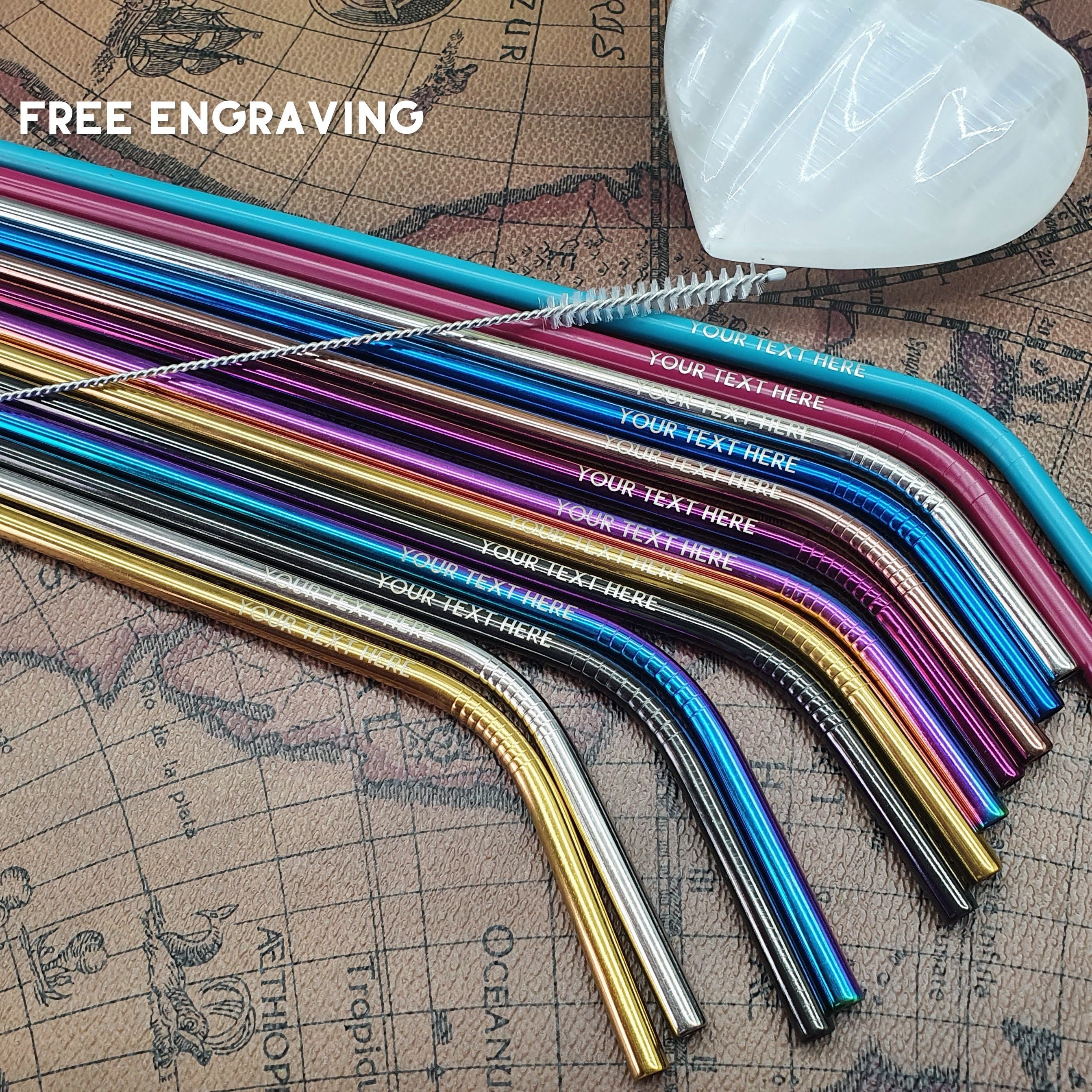 Rainbow Reusable Straws Metal Straws Personalised Bag Eco - Etsy UK
