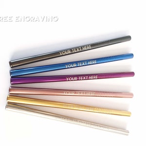 Set of 3 Personalised Engraved Straws With Custom Travel Bag, Free ...