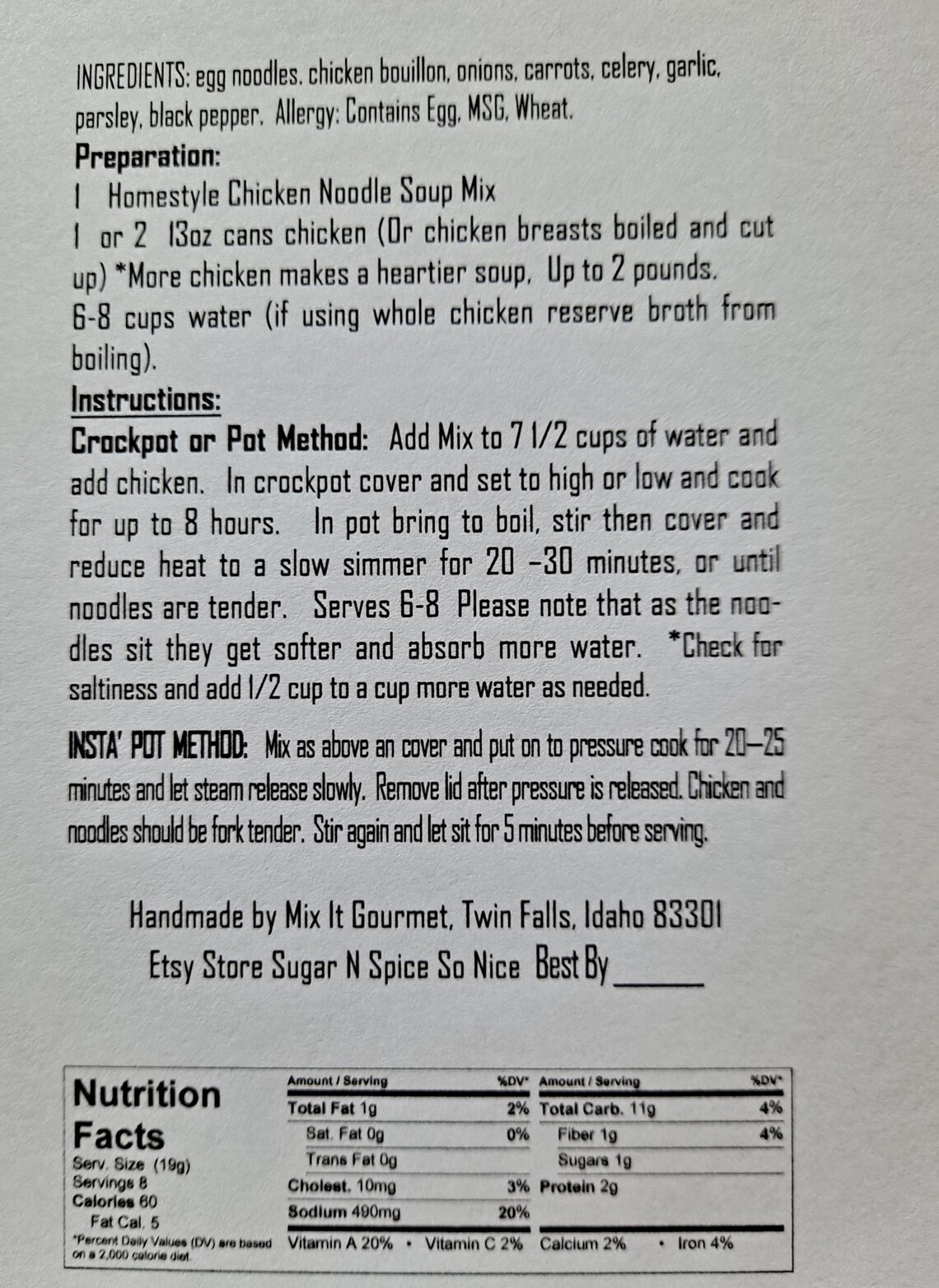 Homestyle Chicken Noodle Soup Mix - Etsy