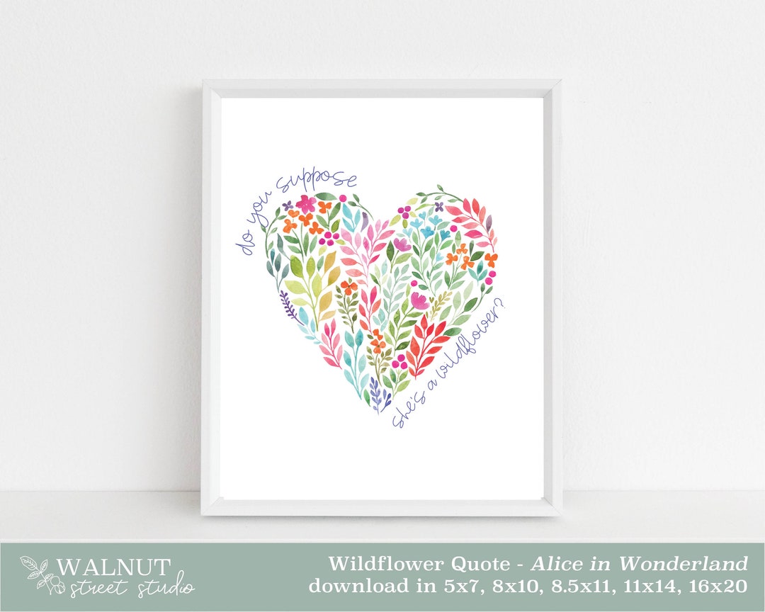 Wildflower Quote Art Printable, Print Wall Art Decor Poster, Floral ...