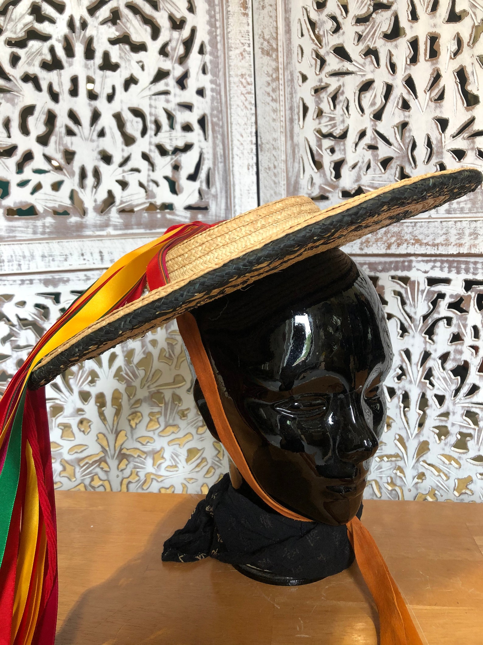 Maya Pishalal Woven Festival Hat With Satin Ribbons From - Etsy