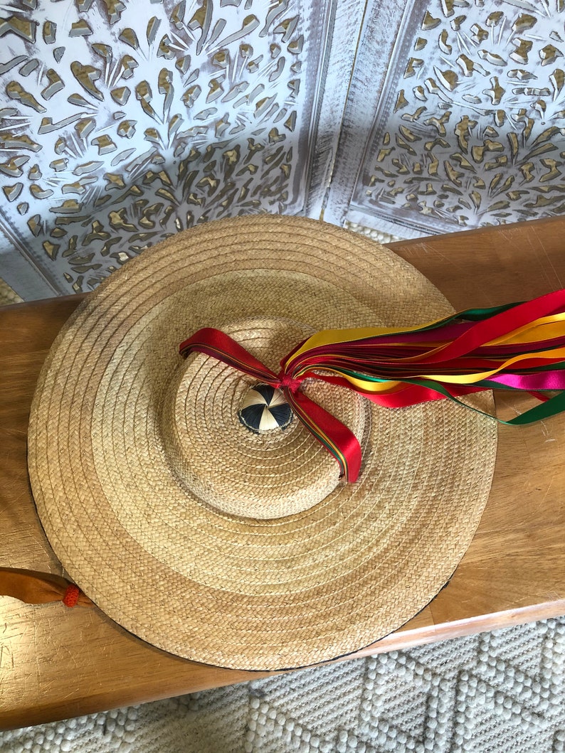 Maya Pishalal Woven Festival Hat With Satin Ribbons From - Etsy