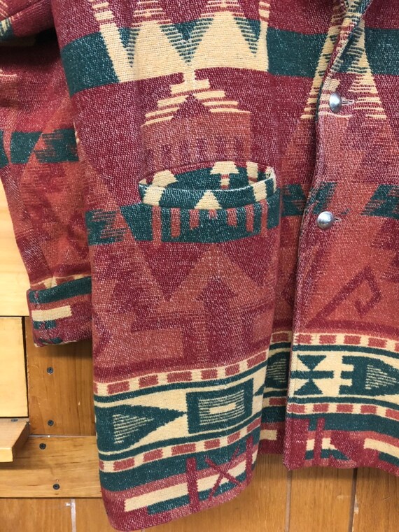 Pendleton inspired Southwestern print wool coat w two… - Gem