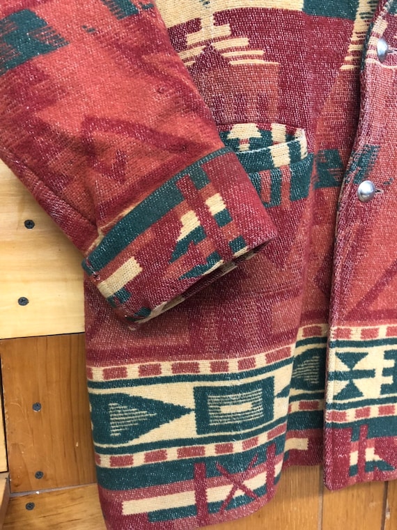 Pendleton inspired Southwestern print wool coat w two… - Gem