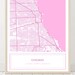 Chicago Map, Map of Chicago, Pink Chicago Map, Chicago Poster, Map of ...