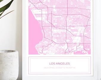 Chicago Map, Map of Chicago, Pink Chicago Map, Chicago Poster, Map of ...