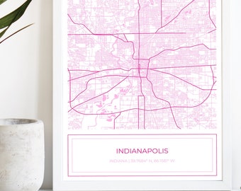 Miami Map, Map of Miami, Pink Miami Map, Miami Poster, Map of Miami ...