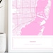 Miami Map, Map of Miami, Pink Miami Map, Miami Poster, Map of Miami ...
