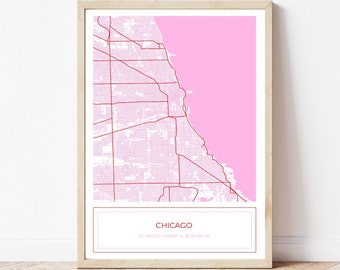 San Diego Map, Map of San Diego, Pink San Diego Map, San Diego Poster ...