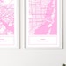 Miami Map, Map of Miami, Pink Miami Map, Miami Poster, Map of Miami ...