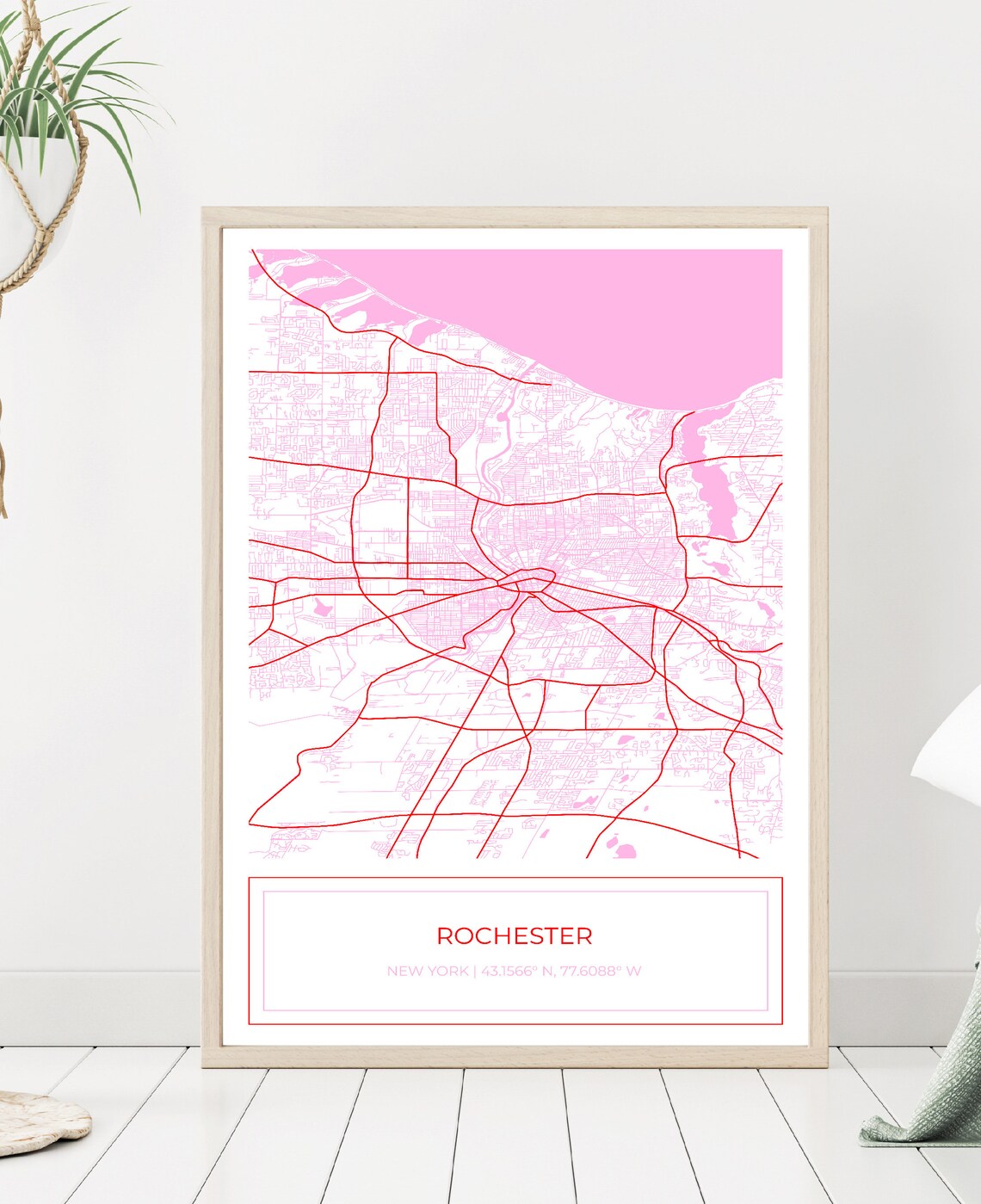 Map of Rochester New York Map, Modern Rochester Map, Modern Map Art ...