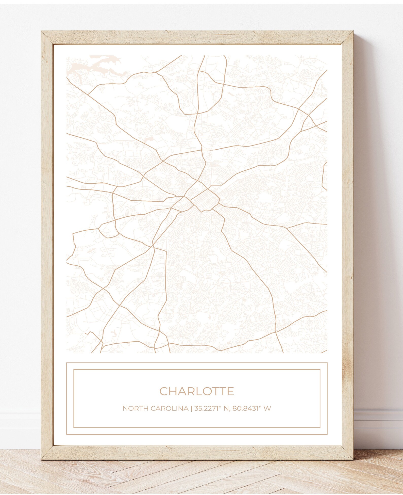 Charlotte Map, Map, Neutral Charlotte Map, Charlotte Poster, Map of ...
