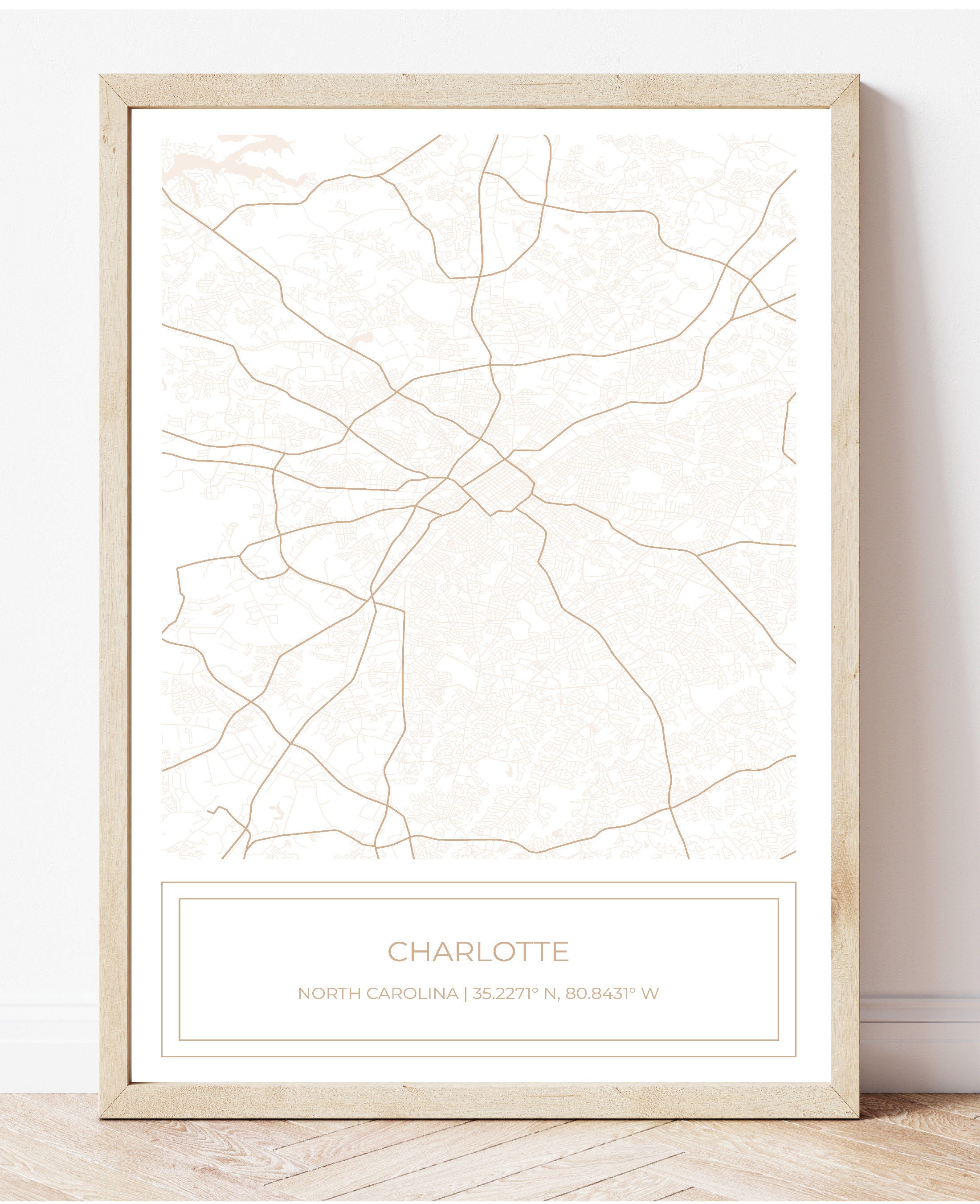 Charlotte Map, Map, Neutral Charlotte Map, Charlotte Poster, Map of ...