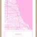 Chicago Map, Map of Chicago, Pink Chicago Map, Chicago Poster, Map of ...