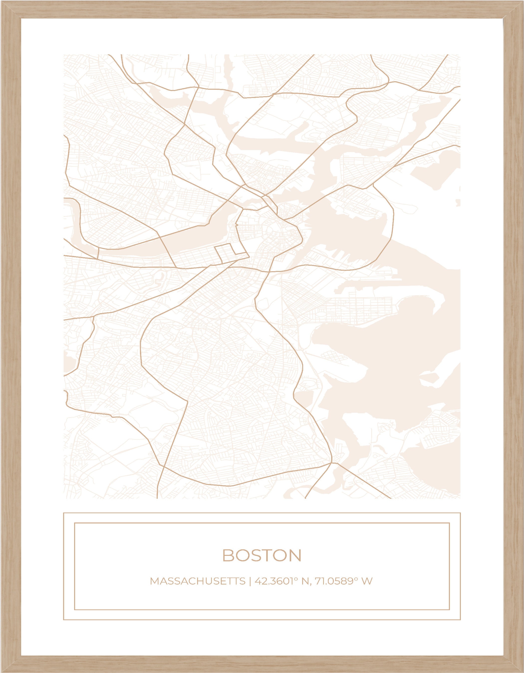 Mapa de Boston Mapa de Boston Mapa de calles de Boston - Etsy México