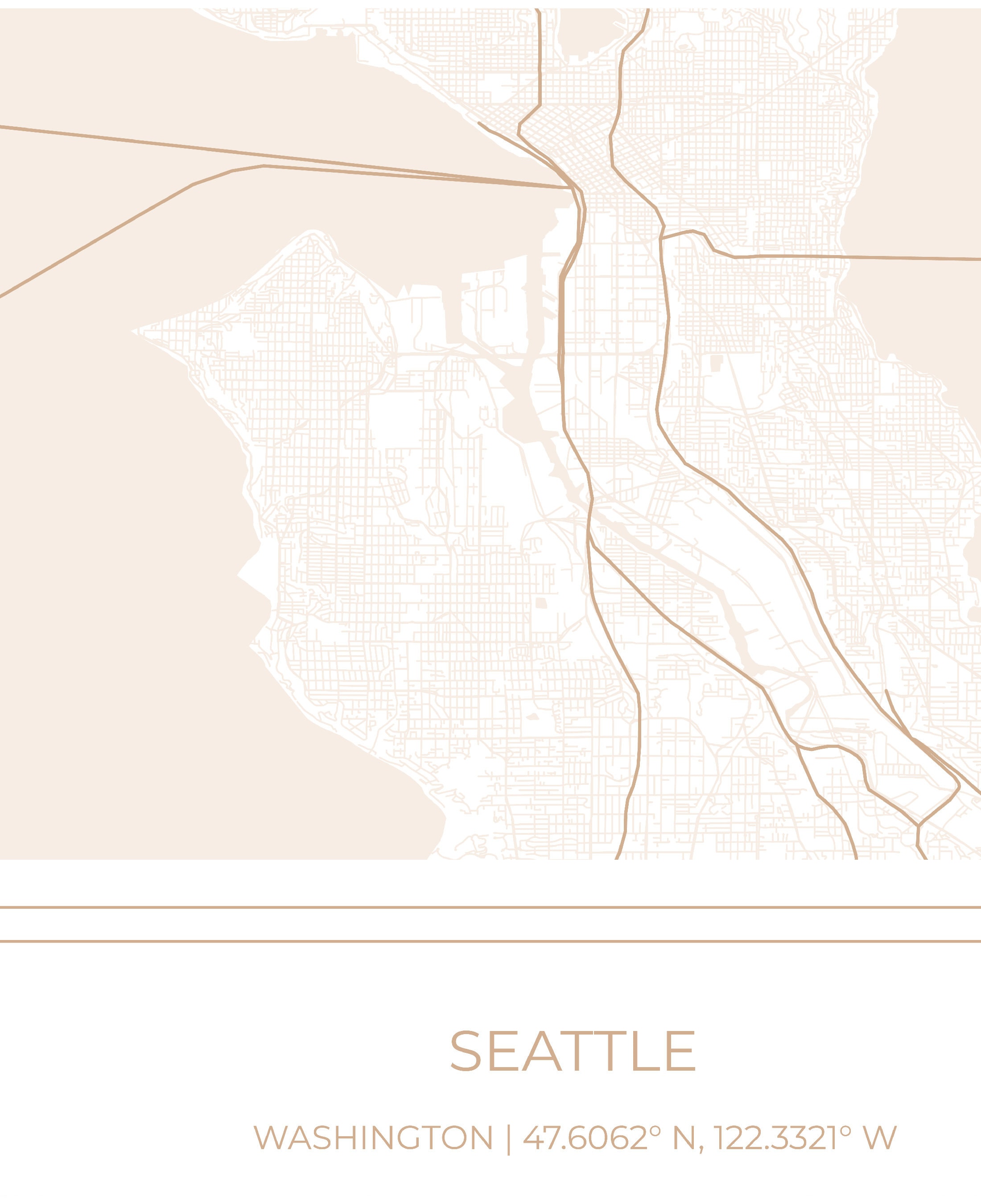 Seattle Map, Seattle Washington Map, Seattle Print, Seattle Poster Art ...