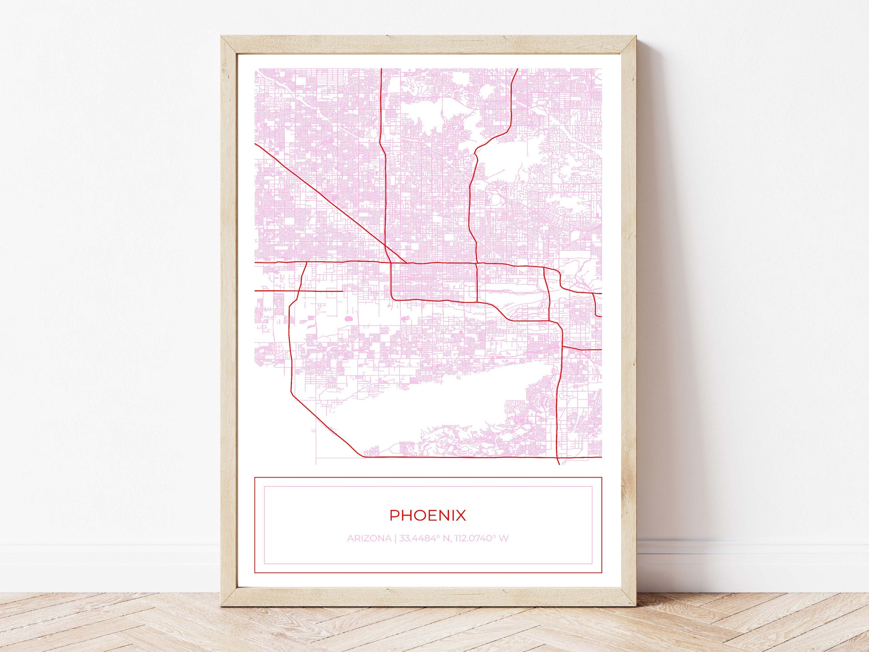Mapa de Phoenix, Mapa de Phoenix, Mapa de Phoenix Rosa, Cartel de ...