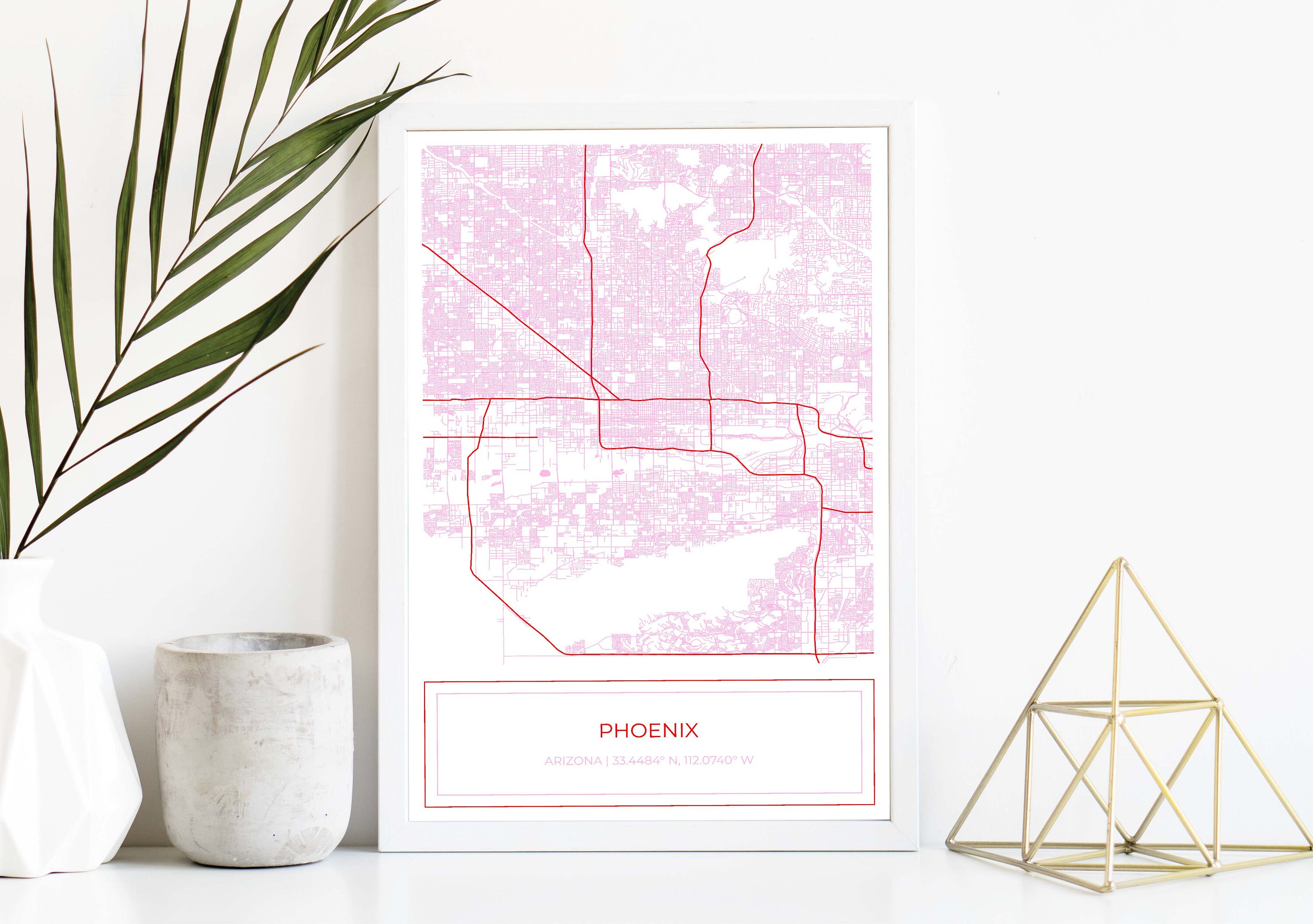 Mapa de Phoenix, Mapa de Phoenix, Mapa de Phoenix Rosa, Cartel de ...