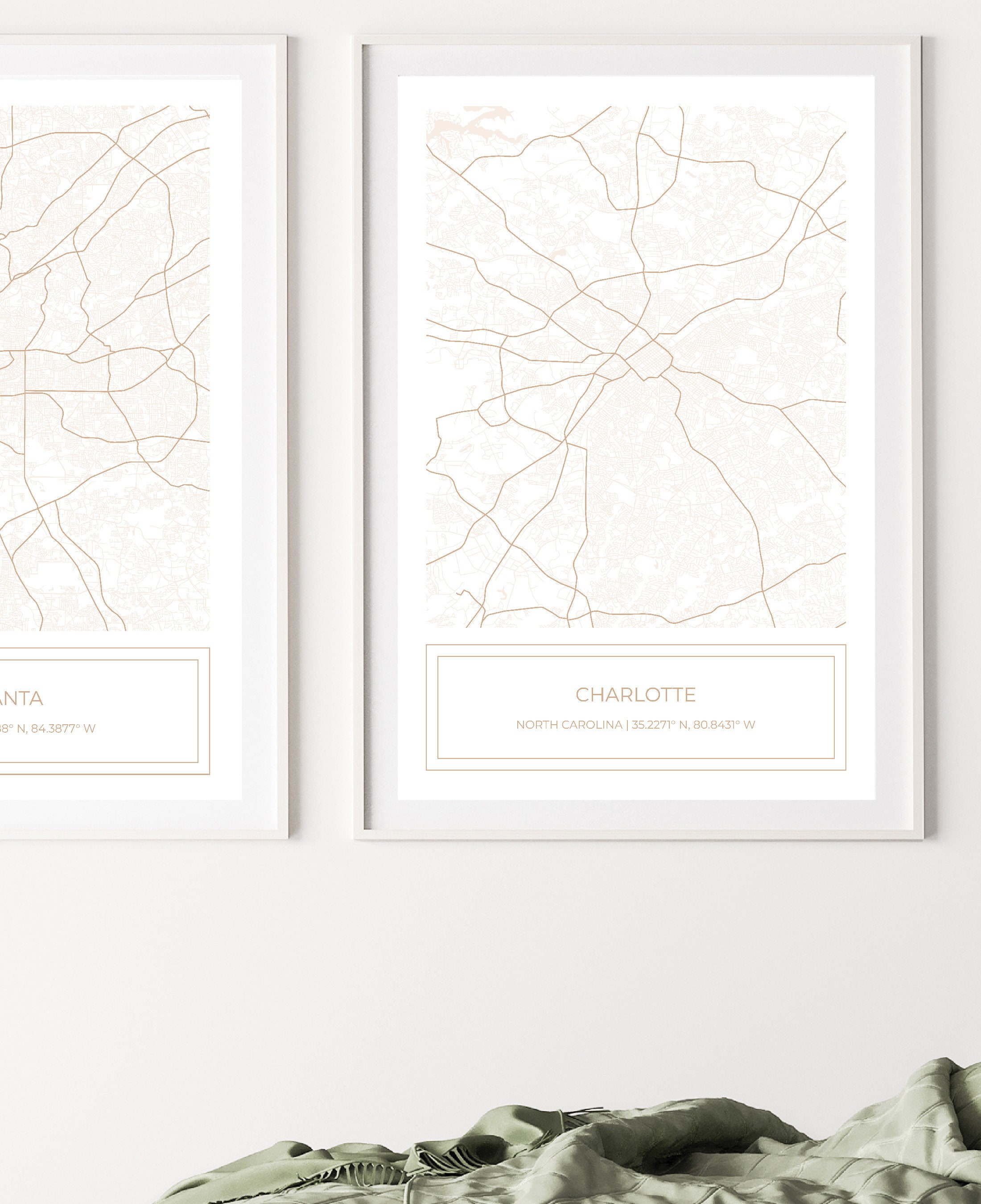 Charlotte Map, Map, Neutral Charlotte Map, Charlotte Poster, Map of ...