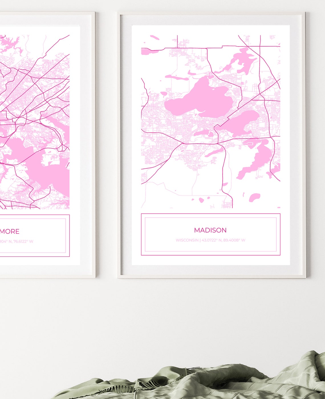 Madison Map, Map of Madison, Pink Madison Map, Madison Poster, Map of ...