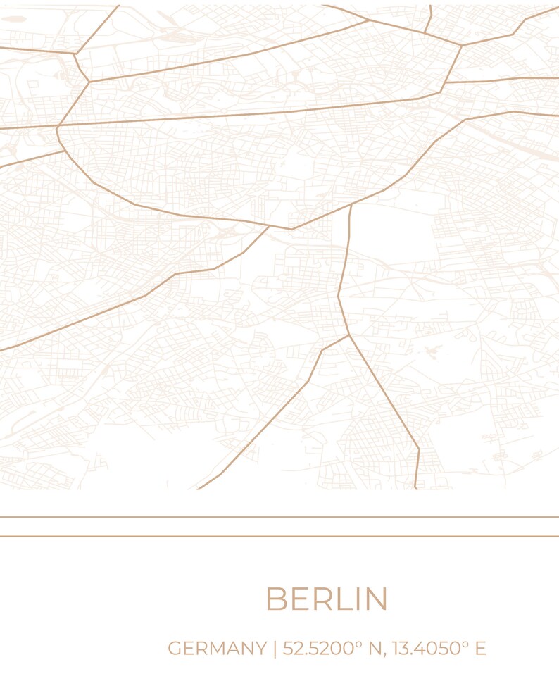 Berlin Map, Minimalist Map, Pink Berlin Map, Berlin Poster, Map of ...