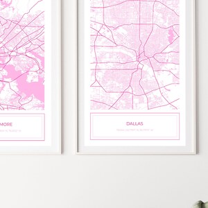 Dallas Map, Map of Dallas, Pink Dallas Map, Dallas Poster, Map of ...