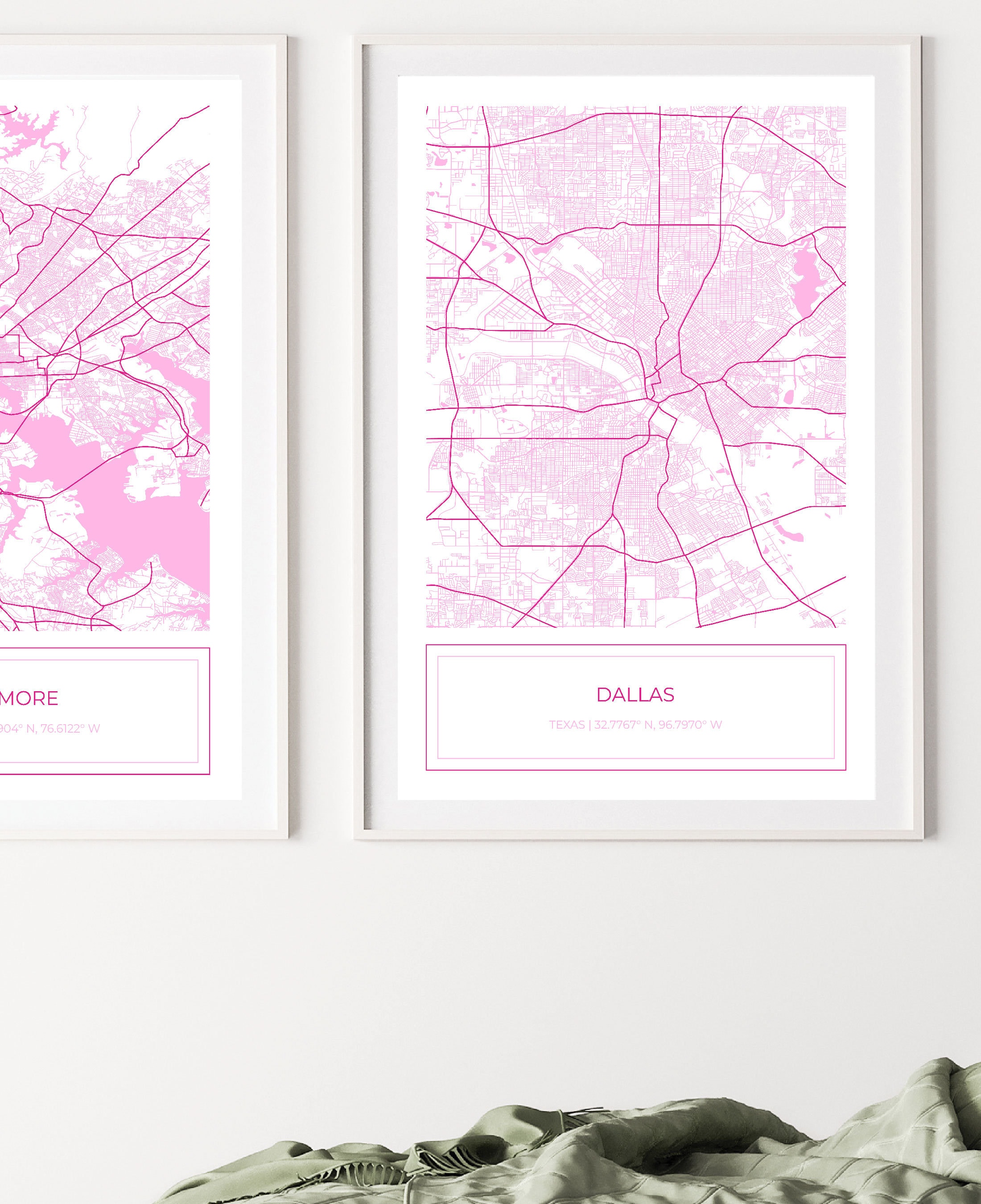 Mapa de Dallas, Mapa de Dallas, Mapa rosa de Dallas, Cartel de Dallas ...