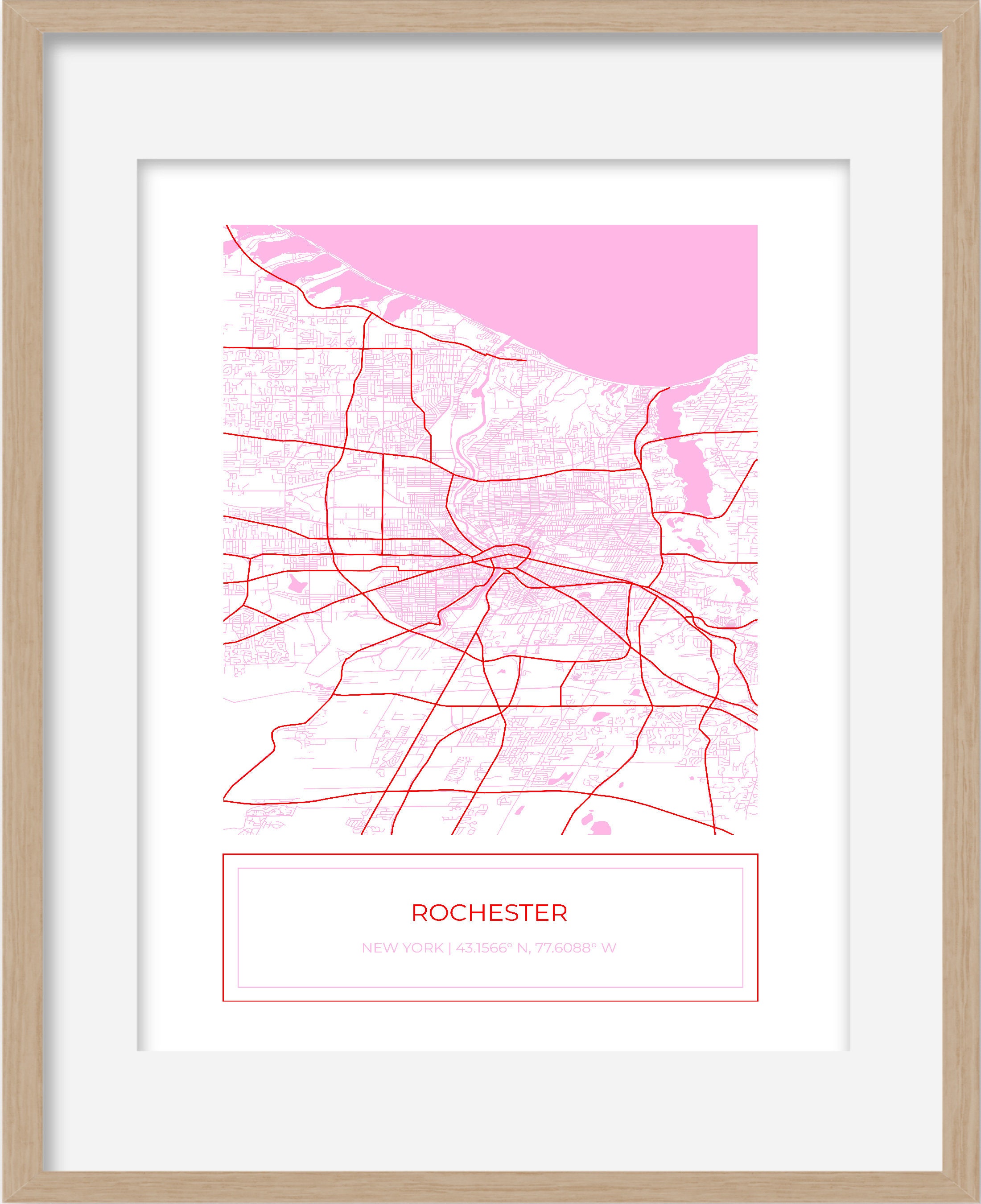 Map of Rochester New York Map, Modern Rochester Map, Modern Map Art ...