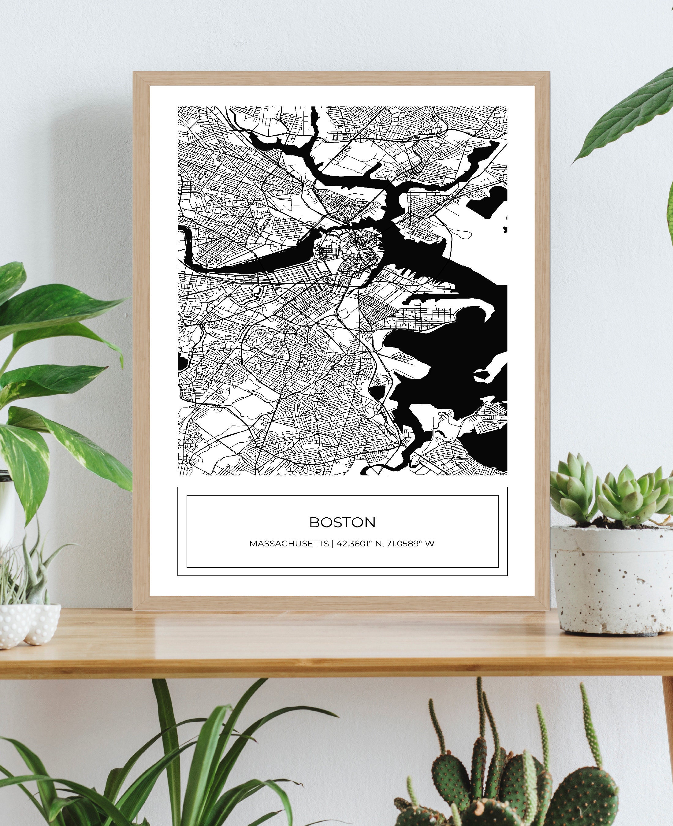 Boston Map, Map of Boston, Black Boston Map, Boston Poster, Map of ...