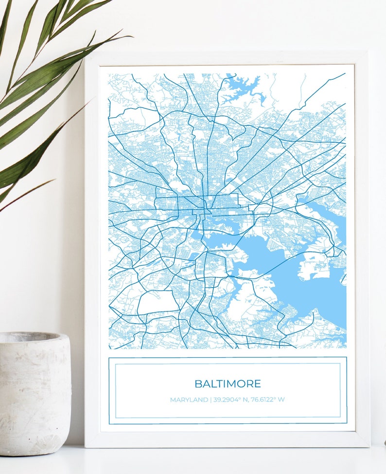 Baltimore Map, Baltimore Maryland Map, Modern Baltimore Map, Map Art ...