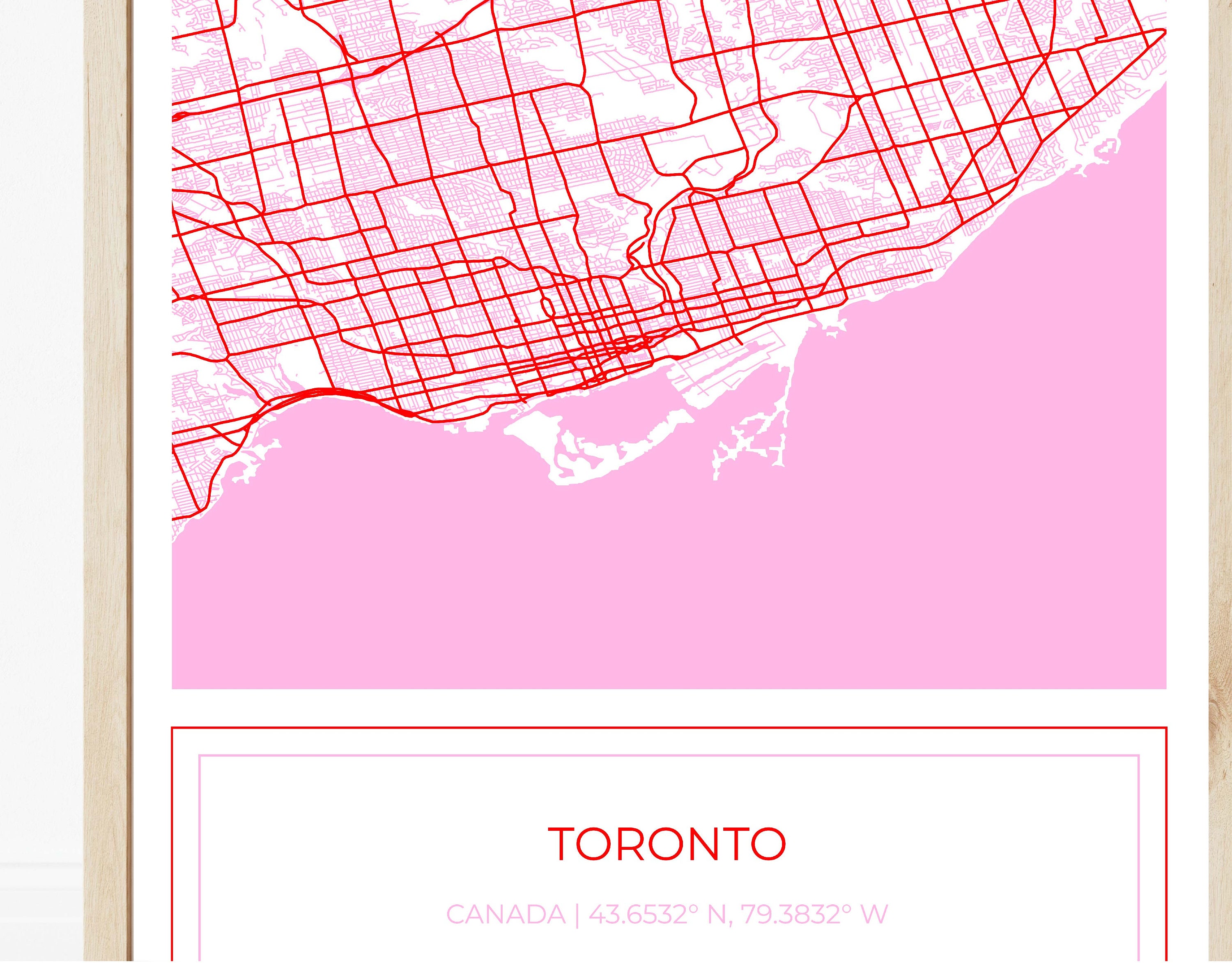 Map Of Toronto Canada Toronto Canada Map Toronto Map Modern Toronto Map Map Art Print Pink