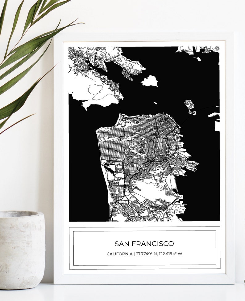 San Francisco Map, Map of San Francisco, San Francisco Poster, Map of ...