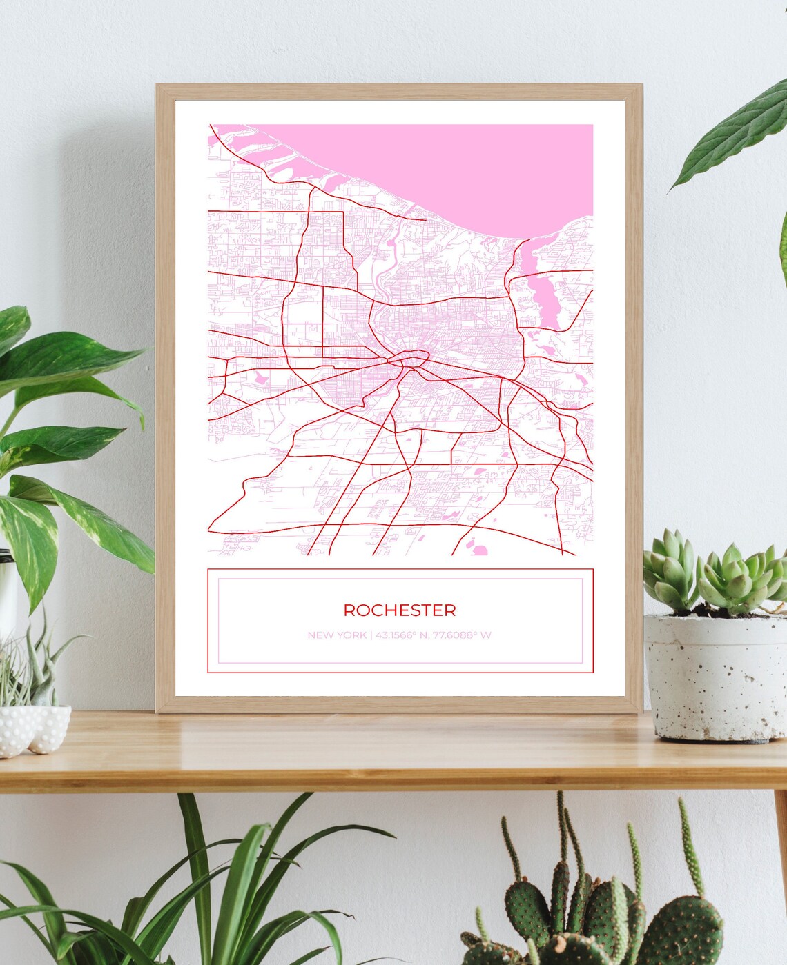Map of Rochester New York Map, Modern Rochester Map, Modern Map Art ...