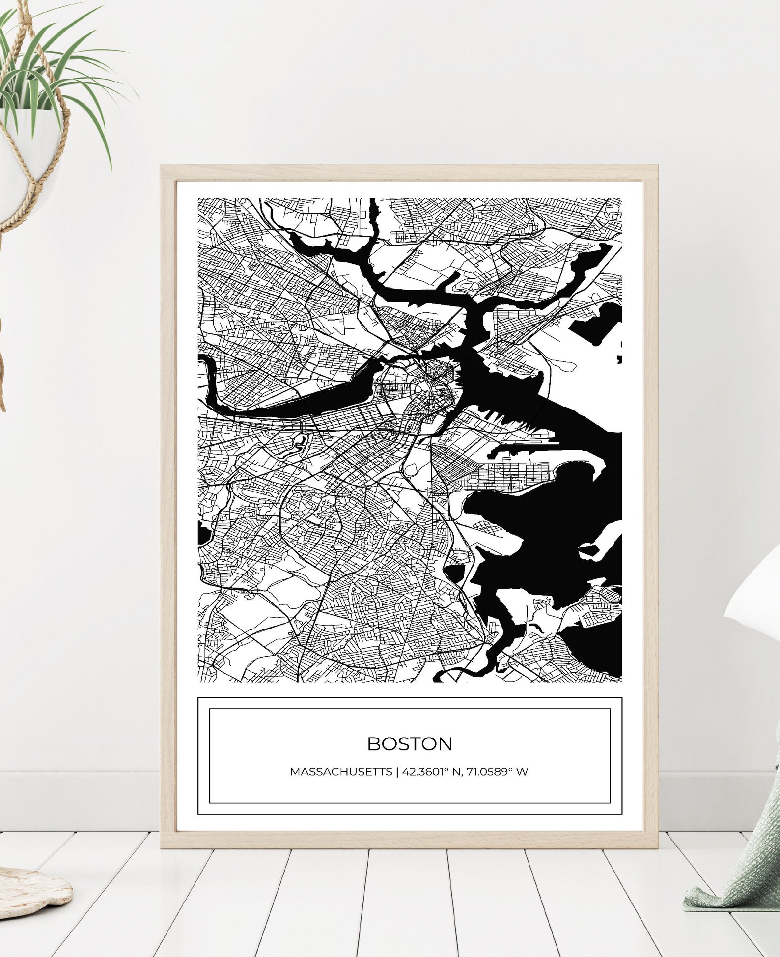 Boston Map, Map of Boston, Black Boston Map, Boston Poster, Map of ...