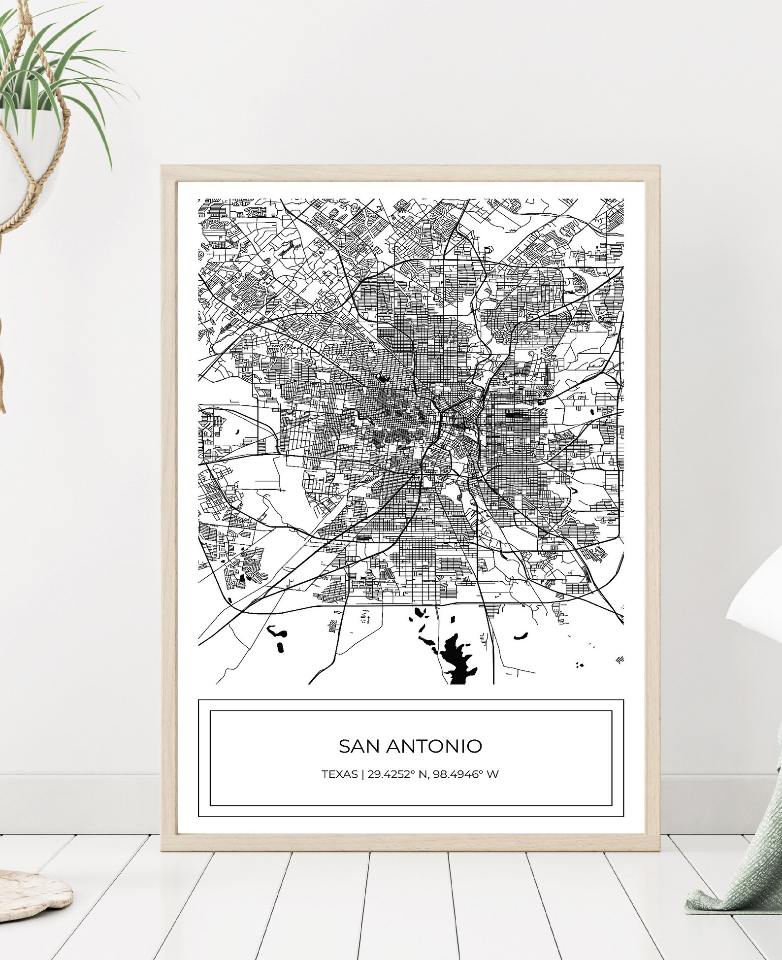 Mapa de San Antonio, Mapa de San Antonio, Mapa de San Antonio blanco negro, Cartel de San ...