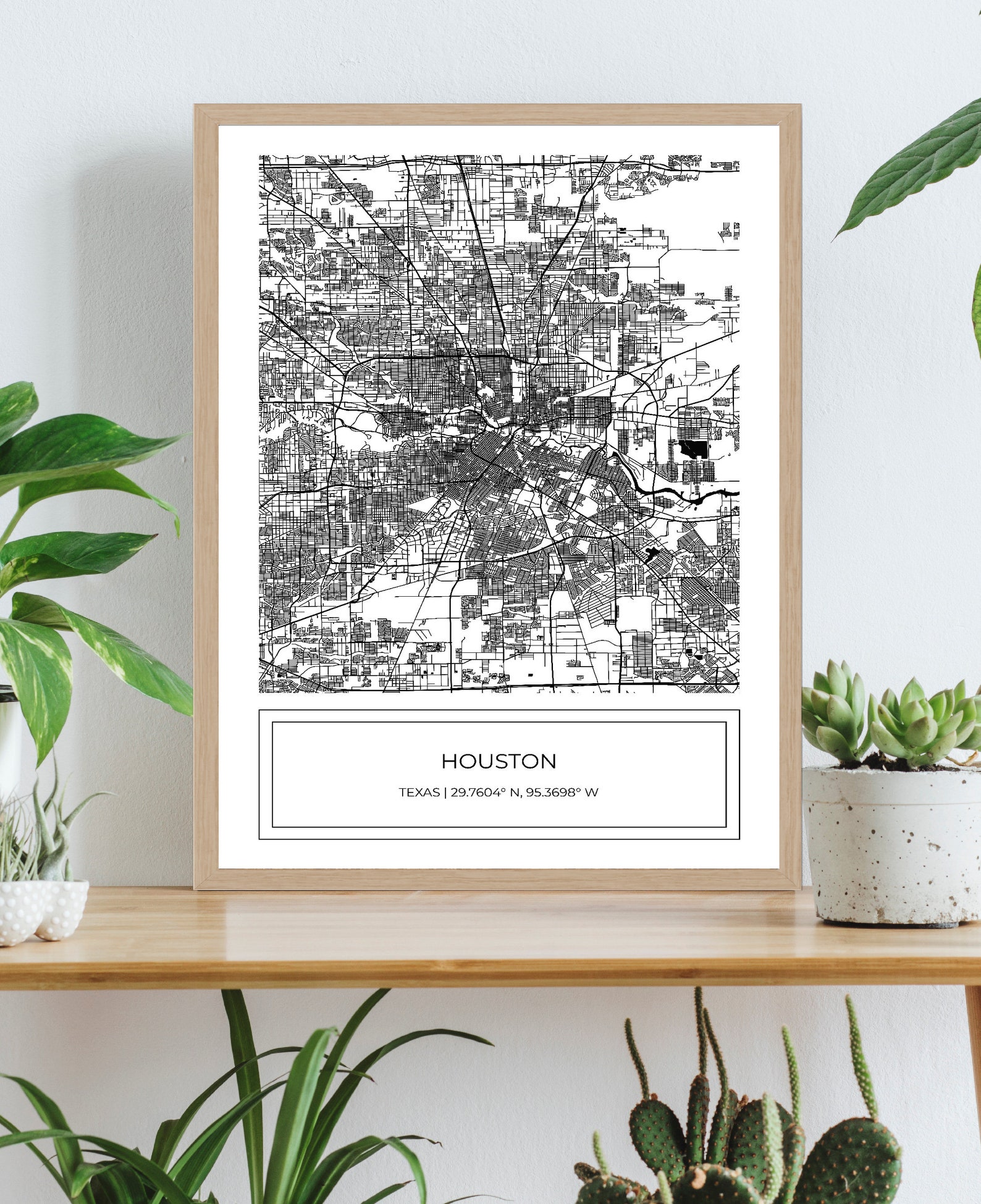 Houston Map, Map of Houston, Black White Houston Map, Houston Poster ...