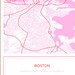 Boston Map, Map of Boston, Pink Boston Map, Boston Poster, Map of ...