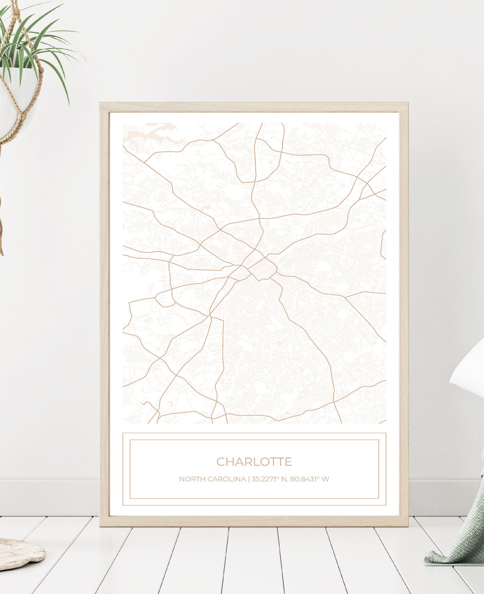 Charlotte Map, Map, Neutral Charlotte Map, Charlotte Poster, Map of ...