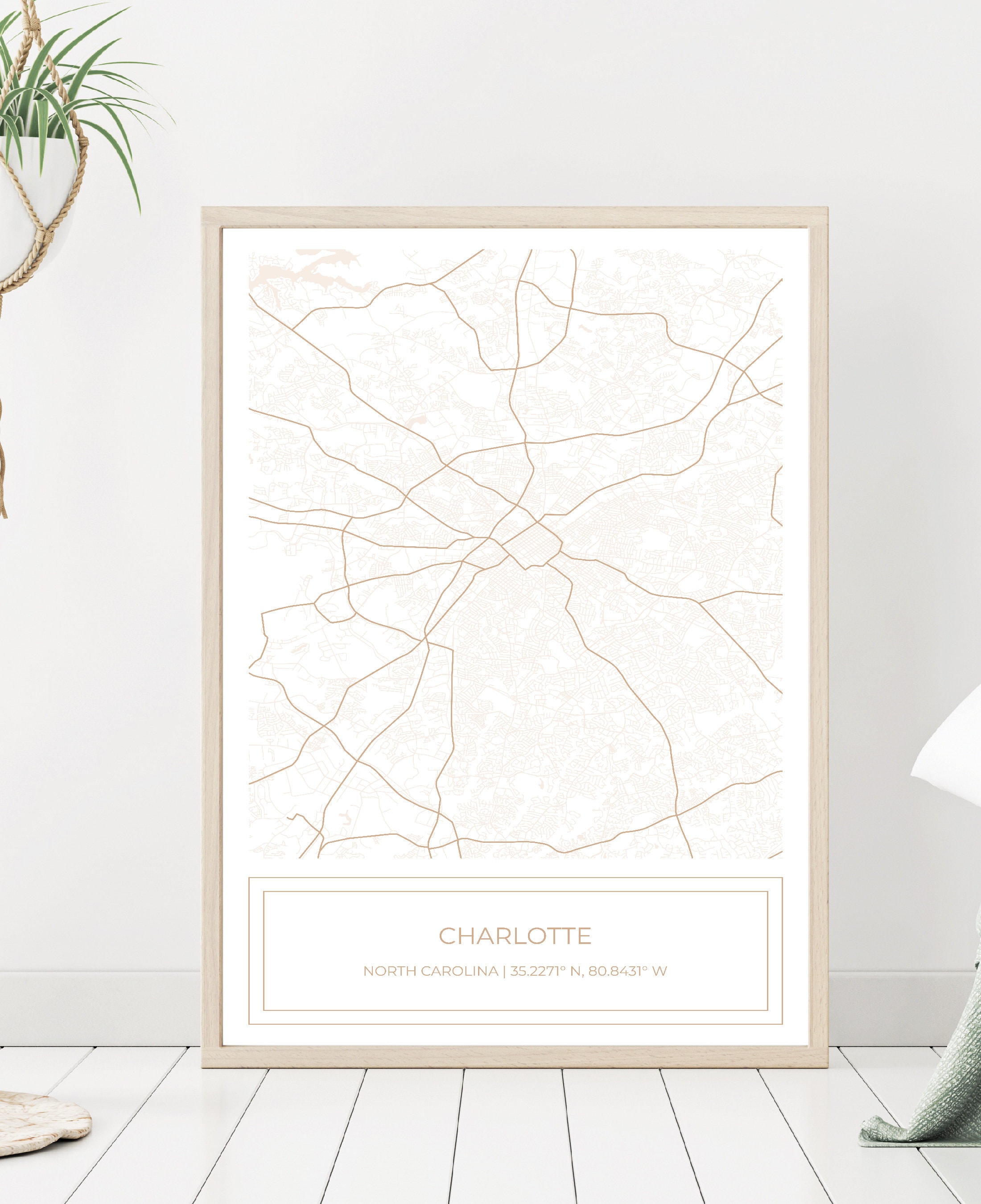 Charlotte Map, Map, Neutral Charlotte Map, Charlotte Poster, Map of ...