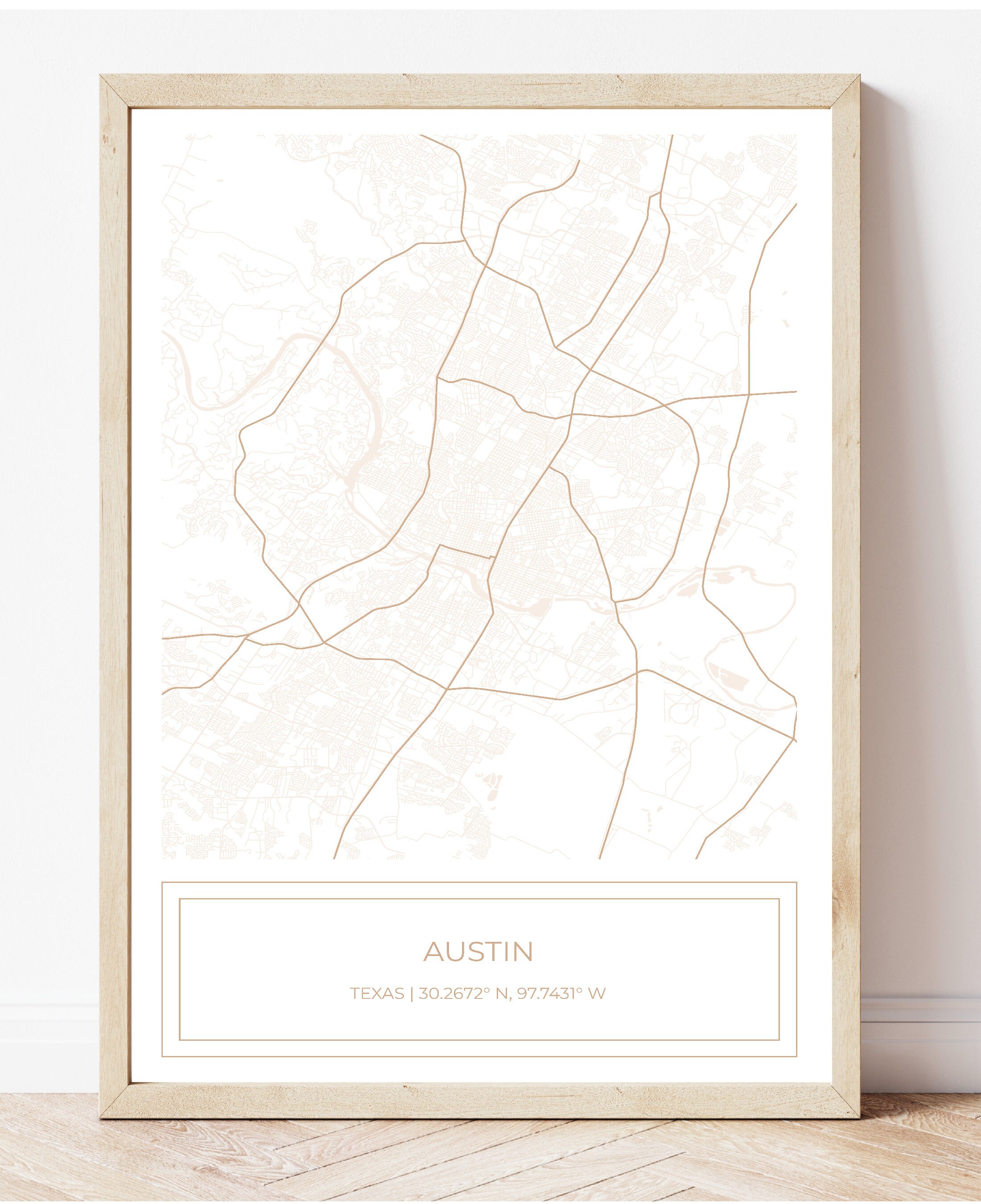 Austin Map, Minimalist Map, Neutral Austin Map, Austin Poster, Map of ...